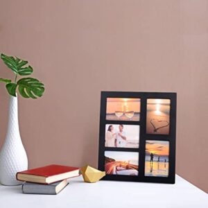 UMICAL 4x6 5-Opening Collage Picture Frame Black Wood Photo Frames for 4x6 Inch Pictures Display Made for Tabletop Stand and Wall Mounting