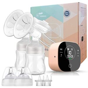 electric double breast pump, breastfeeding pump with 2 modes & 10 levels,ultra-quiet rechargeable milk pump for travel&home