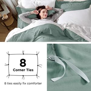 Bedsure Sage Green Duvet Cover Queen Size - Soft Prewashed Queen Duvet Cover Set, 3 Pieces, 1 Duvet Cover 90x90 Inches with Zipper Closure and 2 Pillow Shams, Comforter Not Included