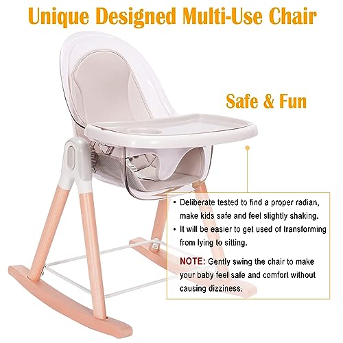 Baby High Chair with Double Removable Tray for Baby/Infants/Toddlers, 4-in-1 Wooden High Chair/Booster/Chair | Grows with Your Child | Adjustable Legs | Modern Design | Easy to Assemble