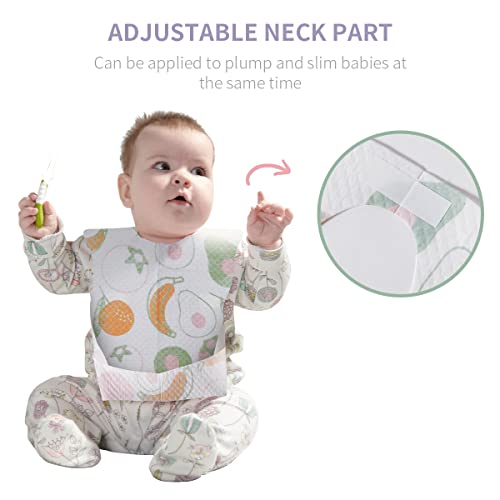 SUNVENO Disposable Bibs, Baby Disposable Bib Leak-Proof Liner & Reusable Fastener with Pocket for Toddlers Babies, Feeding, Traveling, Elf - 20 PCS