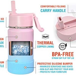 CHILLOUT LIFE 12 oz Kids Insulated Water Bottle for School with Straw Lid Leakproof and Cute Waterproof Stickers, Personalized Stainless Steel Thermos Flask Metal Water Bottle for Girls & Boys