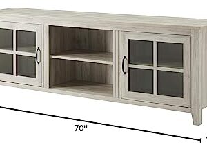 Walker Edison Portsmouth Classic 2 Glass Door TV Stand for TVs up to 80 Inches, 70 Inch, Birch