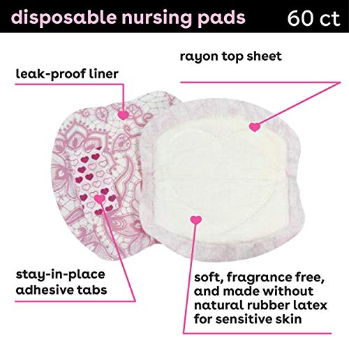 Bamboobies Women’s Disposable Nursing Pads, Super-Absorbent Milk Proof Pads for Breastfeeding, 360 Count