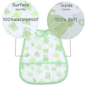 Baby bibs Waterproof Toddler bib - Feeding bib with Pocket for Infant Boy Girl Washable 6-36M