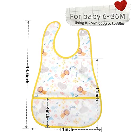 Baby bibs Waterproof Toddler bib - Feeding bib with Pocket for Infant Boy Girl Washable 6-36M