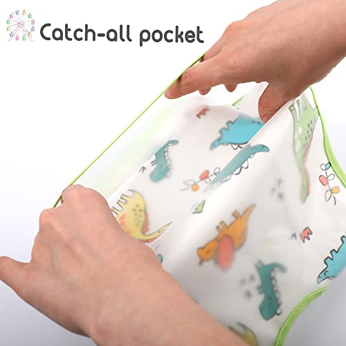 Baby bibs Waterproof Toddler bib - Feeding bib with Pocket for Infant Boy Girl Washable 6-36M