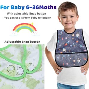 Baby bibs Waterproof Toddler bib - Feeding bib with Pocket for Infant Boy Girl Washable 6-36M