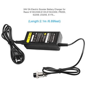 New Lithium Battery Charger with 3-Prong Inline Power Supply Cord for Razor E500 S, E300, E200, E100,E300, E125 Electric Scooter, MX350 Dirt Rocket Electric, Razor Dirt Quad Electric ATV