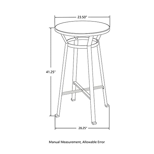 glitzhome 41.25" H Black Steel Round Bar Table with Soild Elm Wood Top Dining Room Pub Table Furniture