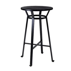 glitzhome 41.25" H Black Steel Round Bar Table with Soild Elm Wood Top Dining Room Pub Table Furniture