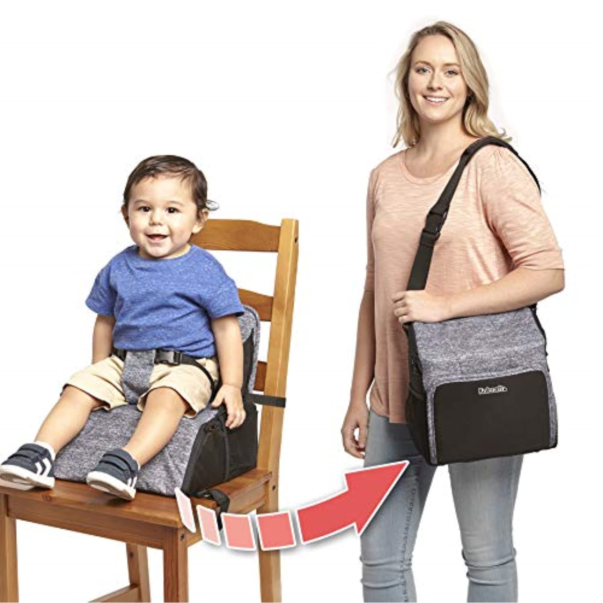 Kolcraft Travel Duo 2-in-1 Portable Booster Seat and Diaper Bag - Space Grey