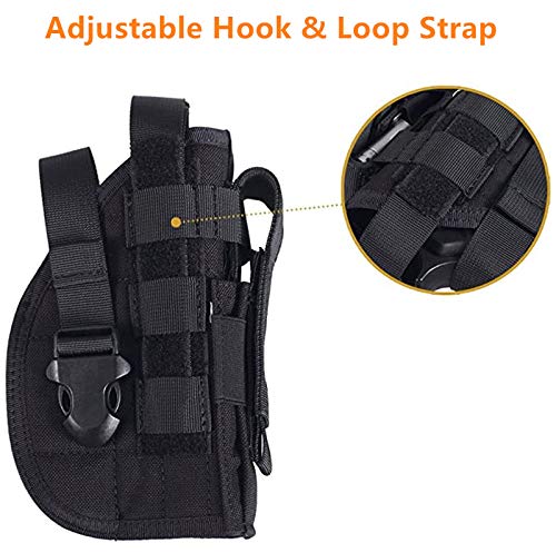 ACEXIER Universal Tactical Gun Holster Right Hand Molle Pistol Holster Combat Airsoft Waist Belt Holster for 1911 45 92 96 Glock(Black)