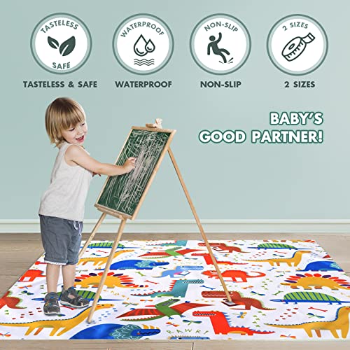 Baby Splat Mat for Under High Chair, Waterproof and Washable Splat Mat, Large Splat Mat, Portable Splash Mat and Table Cloth,43" x 43" (Dinosaur)