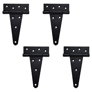 6 inch t-strap heavy duty shed door hinges,black tee hinge for wooden fences,yard door,barn door gates, wrought hardware rustproof,4 pcs