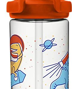 Eddy+ Kids BPA-Free Water Bottle with Straw, 14oz, Space Dinos