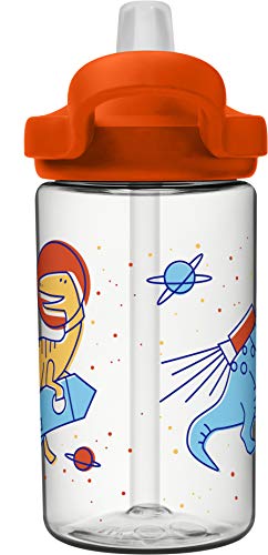 Eddy+ Kids BPA-Free Water Bottle with Straw, 14oz, Space Dinos