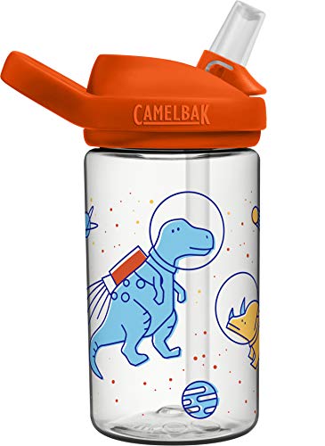 Eddy+ Kids BPA-Free Water Bottle with Straw, 14oz, Space Dinos