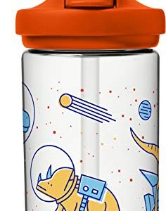 Eddy+ Kids BPA-Free Water Bottle with Straw, 14oz, Space Dinos