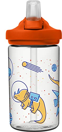 Eddy+ Kids BPA-Free Water Bottle with Straw, 14oz, Space Dinos