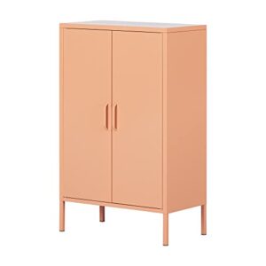 south shore crea metal 2-door accent cabinet, orange