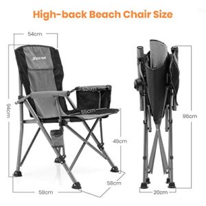 XGEAR Camping Chair Hard Arm High Back Lawn Chair Heavy Duty with Cup Holder, for Camp, Fishing, Hiking, Outdoor, Carry Bag Included (Cool Gray)