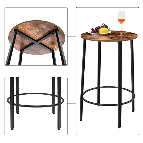 HOOBRO Round Bar Table, Bistro Pub High Table,Small Spaces Saving for Dining Room Breakfast,Coffee, Kitchen, Living Room,Easy Assembly, Rustic Brown BF59BT01