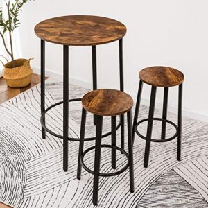 HOOBRO Round Bar Table, Bistro Pub High Table,Small Spaces Saving for Dining Room Breakfast,Coffee, Kitchen, Living Room,Easy Assembly, Rustic Brown BF59BT01