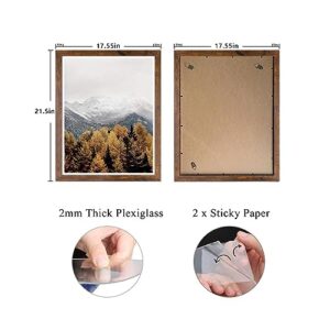 DBWIN 16x20 Picture Frame Rustic Brown Wood Pattern Poster Frame Plexiglass Front 2 Pack for Art Prints Puzzles Murals Wall Decor Vertically or Horizontally(LY01-16X20-BR2)