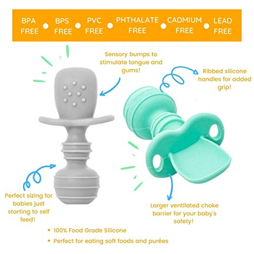 UpwardBaby Suction Baby Bowl and Led Weaning Spoon Set : The Perfect First Stage Feeding Set for Babies and Toddlers