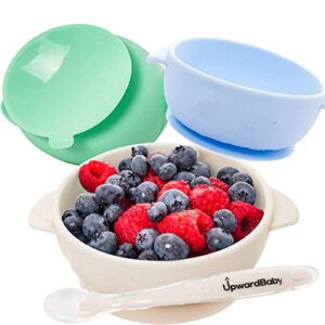 UpwardBaby Suction Baby Bowl and Led Weaning Spoon Set : The Perfect First Stage Feeding Set for Babies and Toddlers