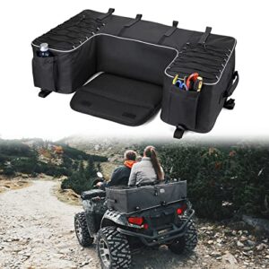 kemimoto atv storage bags atv rear seat bag rack bag water-resistant w/cushion removable built-in frame atv cargo bag large four wheeler gear bag back seat for passenger