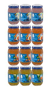 gerber 3rd foods jar variety pack - 3 jars of banana blueberry rice pudding, 3 jars of pasta marinara, 3 jars of pasta primavera, 3 jars of garden veggies & rice - 6 oz jars (12 ct)