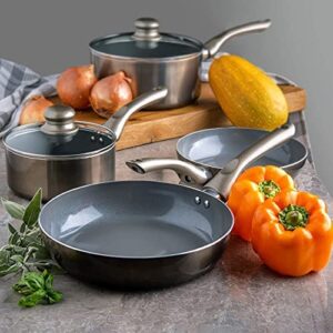 Moss & Stone 6 Piece Nonstick Cookware Set, Aluminum Pots and Pans, Pots and Pans Set with Glass Lid, Induction Cookware