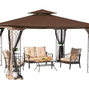 Sunjoy L-GZ798PST-E-A New Regency III Gazebo 10' x 12' with Mosquito Netting