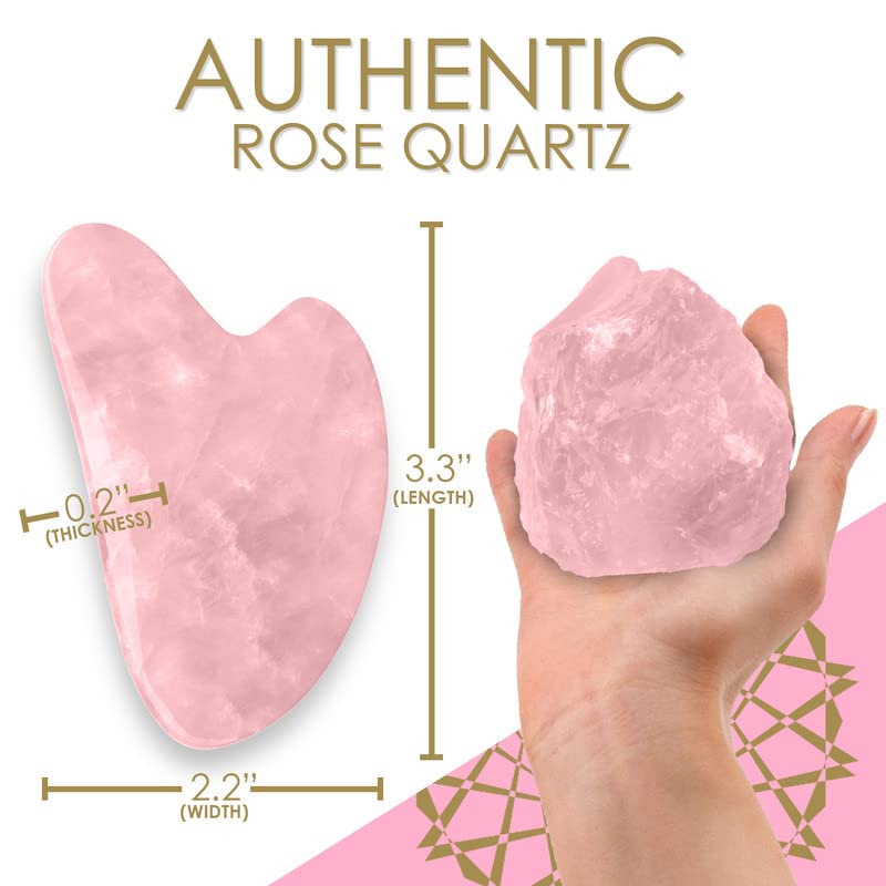 RADIANT HARMONY Rose Quartz Gua Sha - Safe, Giftable, Authentic & Travel Friendly w/Instructions