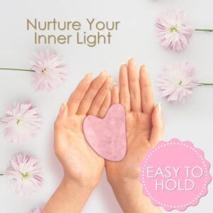 RADIANT HARMONY Rose Quartz Gua Sha - Safe, Giftable, Authentic & Travel Friendly w/Instructions