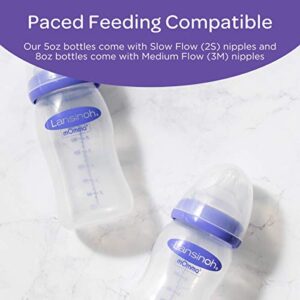 Lansinoh Baby Bottles for Breastfeeding Babies Bundle, 3 Count Each of 5 Ounces and 8 Ounces