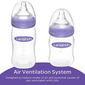 Lansinoh Baby Bottles for Breastfeeding Babies Bundle, 3 Count Each of 5 Ounces and 8 Ounces