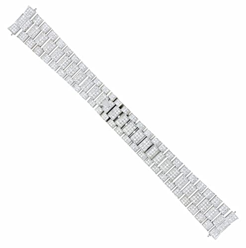 Ewatchparts 20MM 18KW PRESIDENT WATCH BAND WITH ALL DIAMOND LINKS COMPATIBLE WITH ROLEX DAY DATE 8CTS