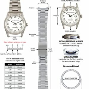 Ewatchparts 20MM 18KW PRESIDENT WATCH BAND WITH ALL DIAMOND LINKS COMPATIBLE WITH ROLEX DAY DATE 8CTS