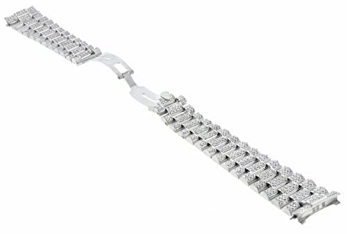 Ewatchparts 20MM 18KW PRESIDENT WATCH BAND WITH ALL DIAMOND LINKS COMPATIBLE WITH ROLEX DAY DATE 8CTS