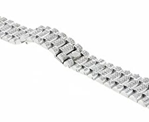 Ewatchparts 20MM 18KW PRESIDENT WATCH BAND WITH ALL DIAMOND LINKS COMPATIBLE WITH ROLEX DAY DATE 8CTS