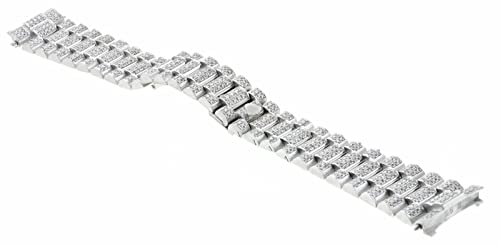 Ewatchparts 20MM 18KW PRESIDENT WATCH BAND WITH ALL DIAMOND LINKS COMPATIBLE WITH ROLEX DAY DATE 8CTS