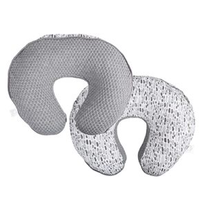 boppy nursing pillow luxe support , gray brushstroke pennydot, ergonomic nursing essentials for bottle and breastfeeding, firm fiber fill, with soft removable nursing pillow cover, machine washable