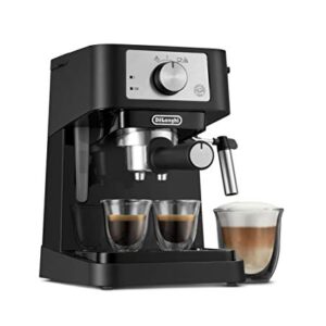 De'Longhi Stilosa Manual Espresso Machine, Latte & Cappuccino Maker, 15 Bar Pump Pressure + Milk Frother Steam Wand, Black / Stainless, EC260BK, 13.5 x 8.07 x 11.22 inches