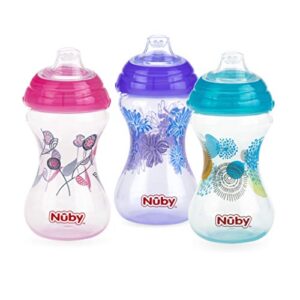 nuby polypropylene 3pk no spill "pinpoint" soft spout clik-it, girl, 10 oz