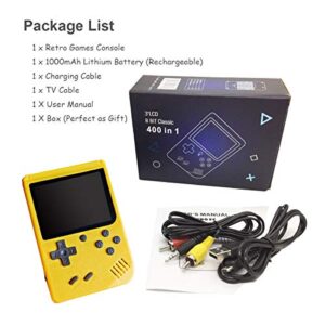 Handheld Game Console with 400 Classical FC Games Console 3.0-Inch Colour Screen,Gift Christmas Birthday Presents for Kids, Adults (Games Consoles Yellow) 1