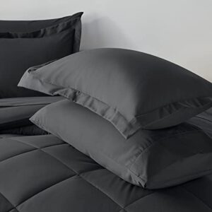 CozyLux King Bed in a Bag 7-Pieces Comforter Sets with Comforter and Sheets Dark Grey All Season Bedding Sets with Comforter, Pillow Shams, Flat Sheet, Fitted Sheet and Pillowcases