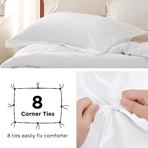 Bedsure Twin/Twin XL Duvet Cover Dorm Bedding - Soft Brushed Microfiber Duvet Cover Twin, 2 pcs, Includes 1 White Duvet Cover (68"x90") with Zipper Closure & 1 Pillow Sham, Comforter NOT Included